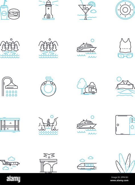 Jungle Excursions Linear Icons Set Adventure Nature Wildlife Trekking Canopy Safari