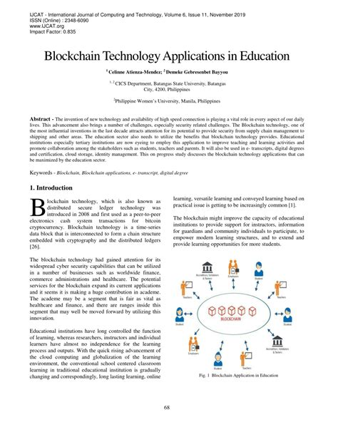 Pdf Blockchain Technology Applications In Education
