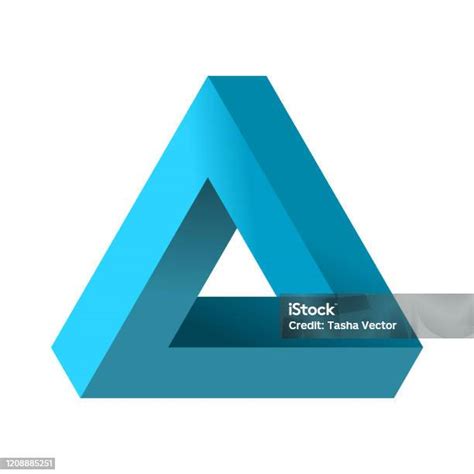불가능한 삼각형 펜로즈 착시 파란색 그라데이션 끝없는 삼각형 모양입니다 삼각형에 대한 스톡 벡터 아트 및 기타 이미지 삼각형 3차원 형태 역경 Istock