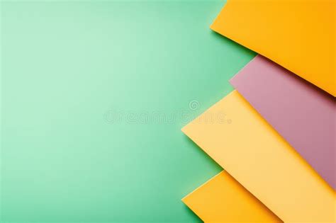 Geometric Composition With Overlapping Colorful Paper Sheets On Green Background Ai Generative