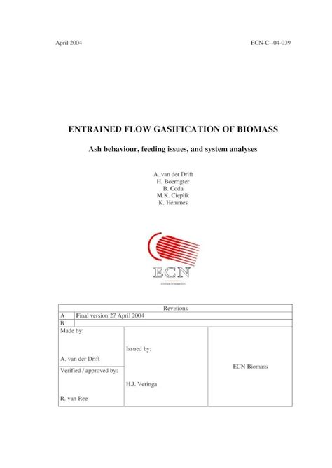 Pdf Entrained Flow Gasification Of Biomass Dokumentips
