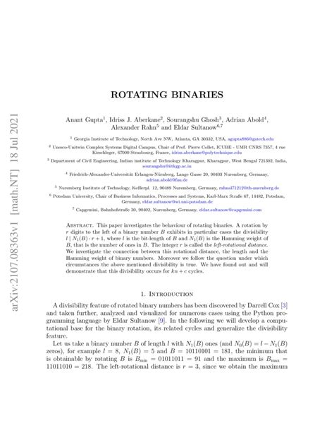 Rotating Binaries Deepai