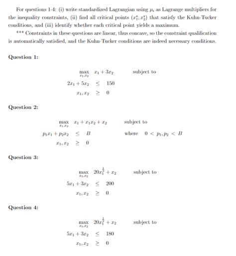 For Questions I Write Standardized Lagrangian Chegg Com
