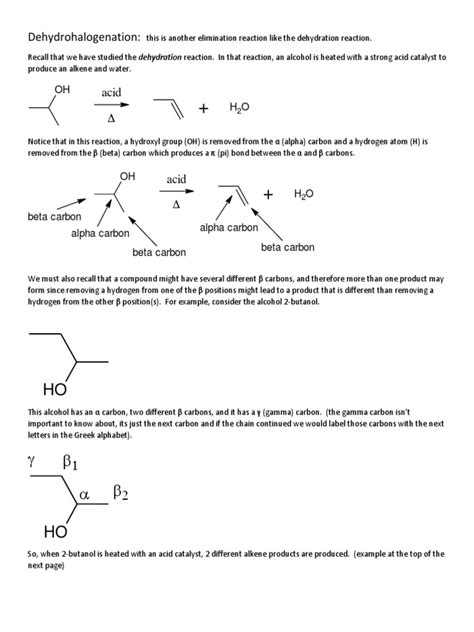 Dehydrohalogenation Oh O H Pdf Alkene Chemical Reactions