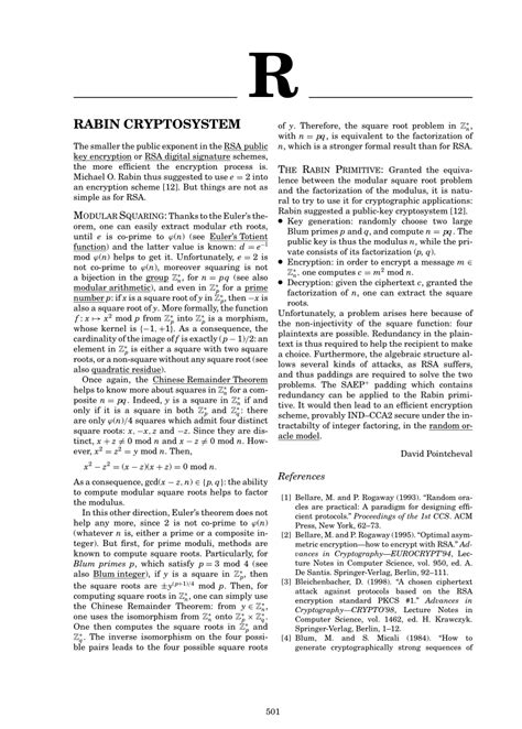 Pdf Rabin Cryptosystem