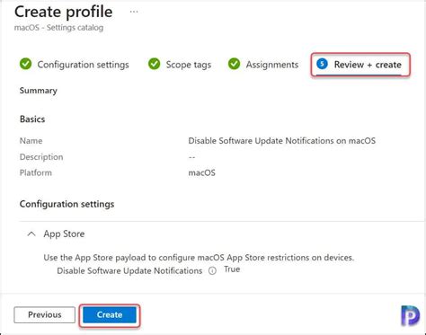 disable software update notifications on macos using intune