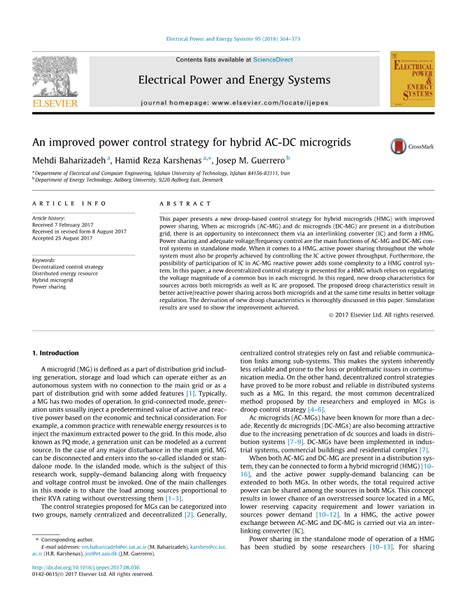 Pdf An Improved Power Control Strategy For Hybrid Ac Dc Microgrids