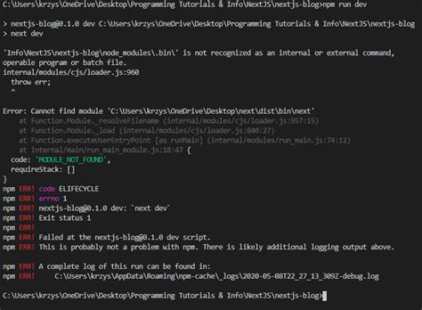 Cannot Run Npm Run Dev Command On Nextjs Tutorial I Have Tried So