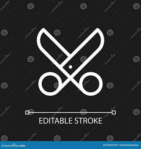 Scissors Pixel Perfect White Linear Ui Icon For Dark Theme Stock Vector