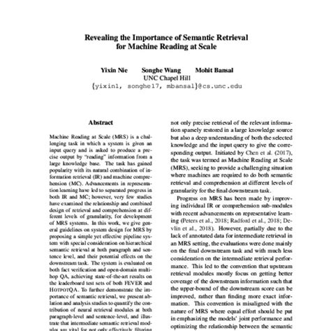 Revealing The Importance Of Semantic Retrieval For Machine Reading At Scale Acl Anthology