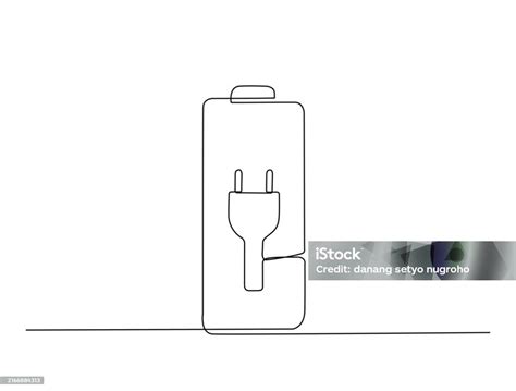 전기 플러그가 있는 배터리의 연속적인 한 선 그리기 배터리 단일 선 벡터 그림입니다 편집 가능한 선 벡터 고압 변압기에 대한 스톡 벡터 아트 및 기타 이미지 Istock