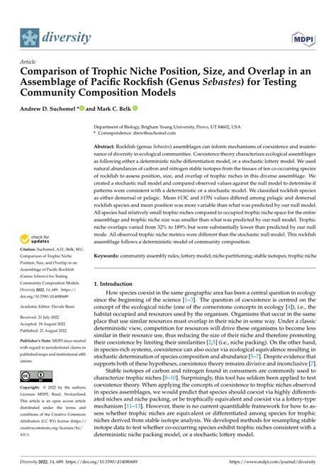 Pdf Comparison Of Trophic Niche Position Size And Overlap In An