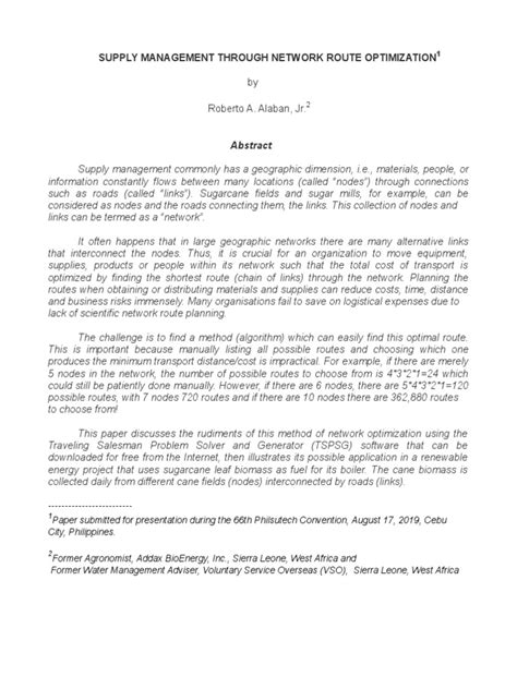 network route optimization abstract handout philsutech pdf
