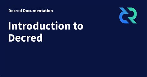 decred documentation