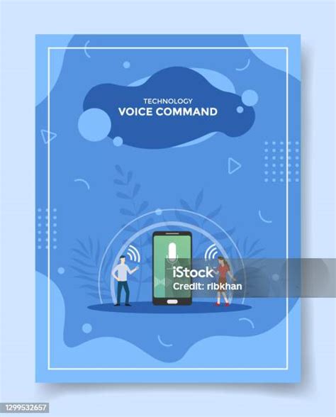 배너 전단지 책 표지 잡지의 템플릿을위한 음성 제어 기술 개념 디자인에 대한 스톡 벡터 아트 및 기타 이미지 디자인 마이크