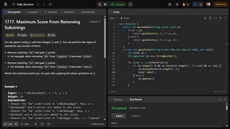 Maximizing Score By Removing Substrings On Leetcode Shresth Veer