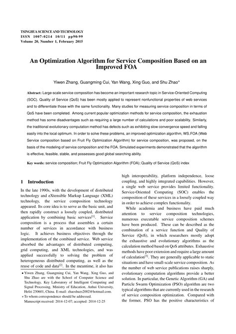 pdf an optimization algorithm for service composition based on an