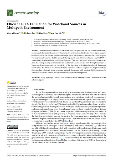 pdf efficient doa estimation for wideband sources in multipath