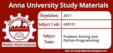 Pdf Ge8151 Problem Solving And Python Programmingpspp Notes