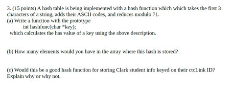 Solved Points A Hash Table Is Being Implemented With Chegg