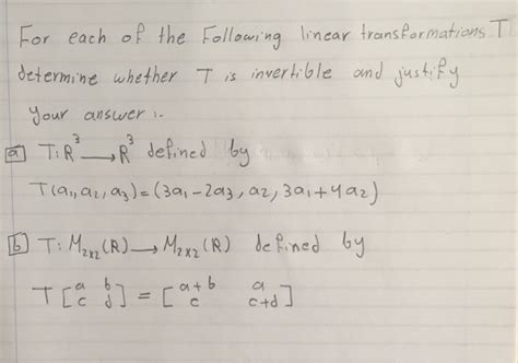 Solved For Each Of The Following Linear Transformation T Chegg