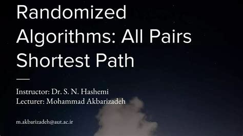 randomized algorithms all pairs shortest path ppt