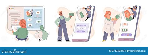 Hacker Activity Big Set Hacking Computer Phishing Account Cyber Attack On Personal Data Stock