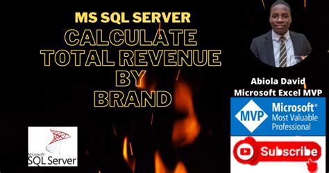 mssqlserver calculate total revenue by brand data analytics