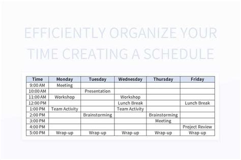 Efficiently Organize Your Time Creating A Schedule Excel Template Free Download Pikbest