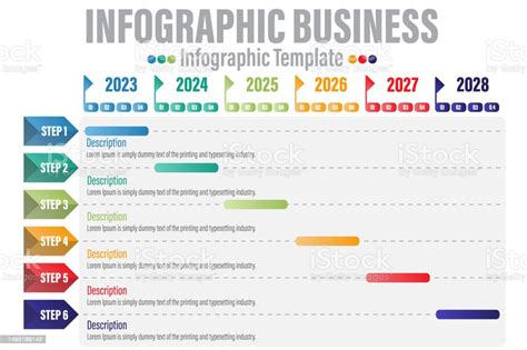 6 6 단계 현대 타임 라인 다이어그램 월 워크 플로우와 직사각형 프리젠 테이션 벡터 인포 그래픽이있는 달력 분기 비즈니스를 위한 인포그래픽 템플릿입니다 인포그래픽에 대한