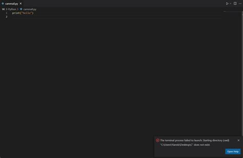 Error The Terminal Process Failed To Launch Starting Directory Cwd
