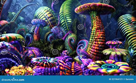 Vibrant Abstract Organic Structures With Bold Colors And Intricate Textures Stock Illustration