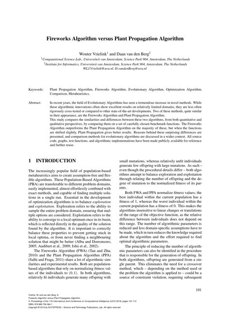 Pdf Fireworks Algorithm Versus Plant Propagation Algorithm