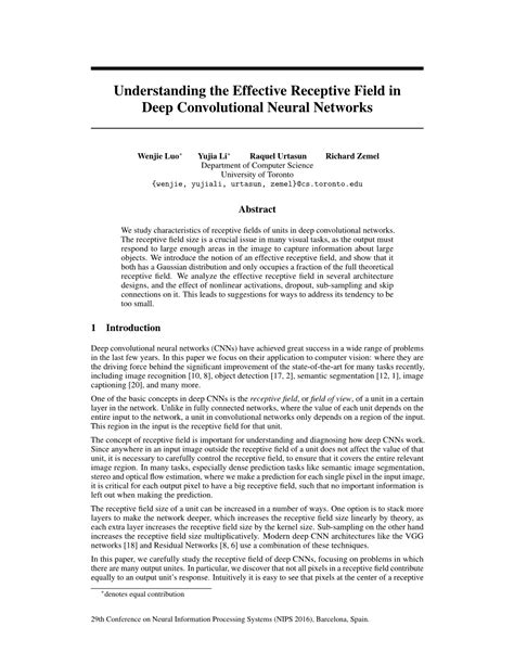 Understanding The Effective Receptive Field In Deep Convolutional