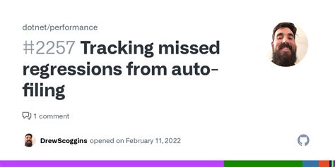 Tracking Missed Regressions From Auto Filing · Issue 2257 · Dotnet