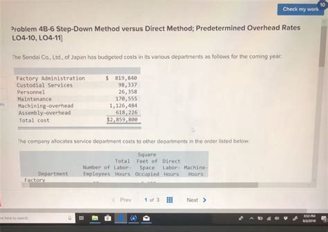 solved 10 check my work problem 4b 6 step down method versus