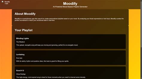 Moodify Ai Powered Mood Based Playlist Generator Devpost