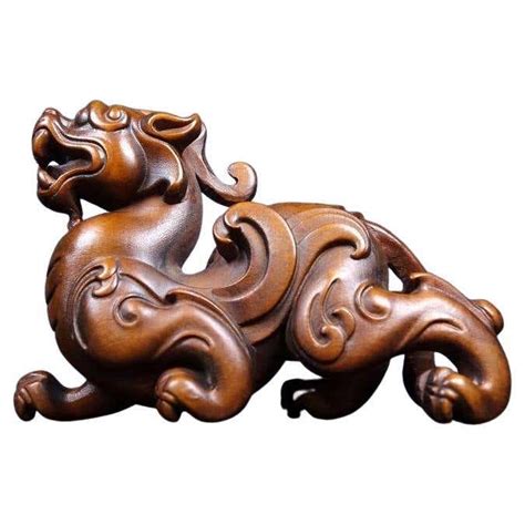 Old Chinese Wood Carving Pixiu Feng Shui Statue For Sale At 1stdibs