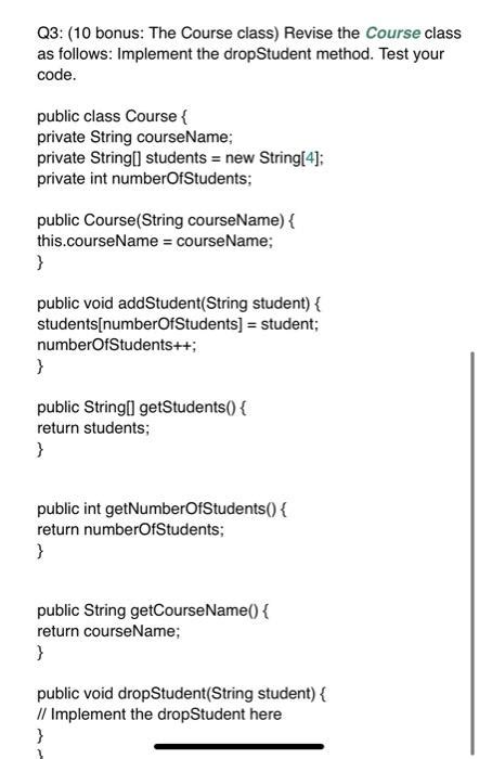 solved q3 10 bonus the course class revise the course