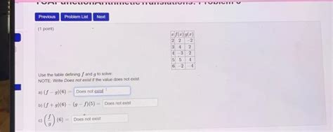 solved use the table detining f and g to solve note write