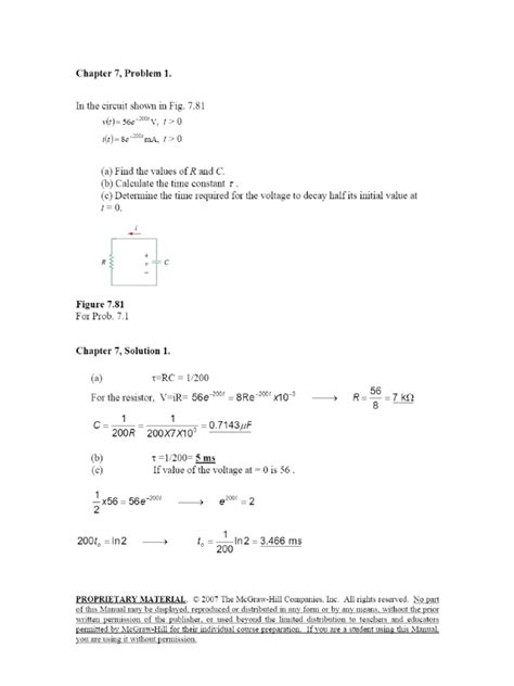 chapter 7 problem 1 in the circuit shown in fig 7 81 t 0 t 0 a