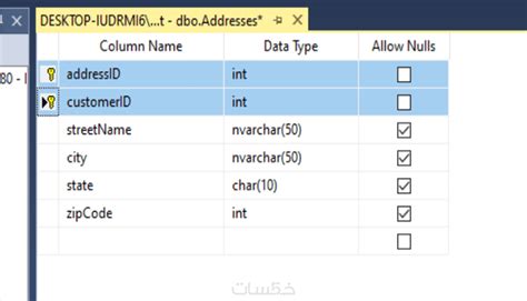 بناء قاعدة بيانات باستخدام Sql Server خمسات