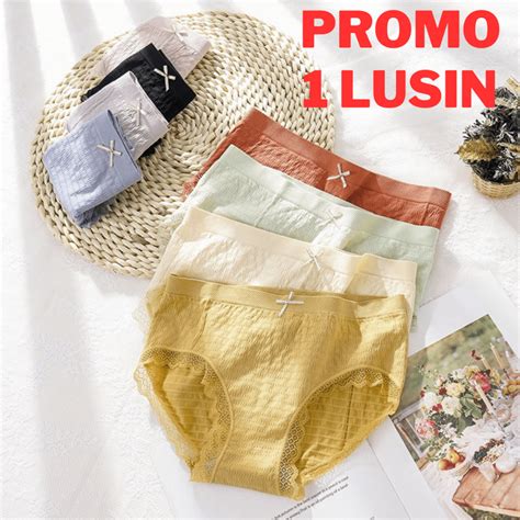Jual Isi 12 Pcs / Celana Dalam Wanita 1 Lusin Seamless Dewasa Katun Motif Polos Sexy Katun CD ...