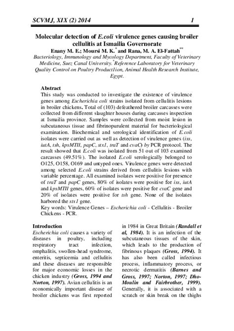 Pdf Molecular Detection Of Li Virulence Genes Causing Broiler