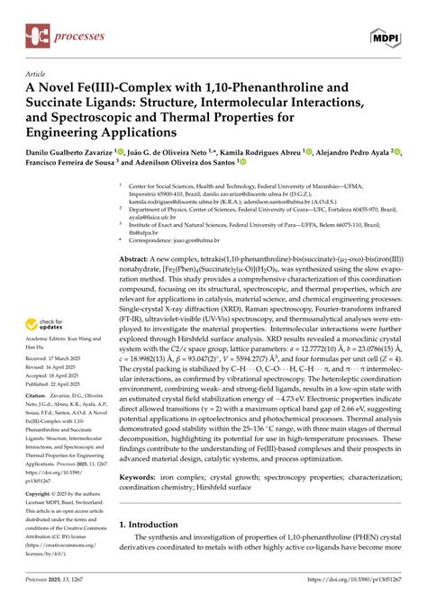Pdf A Novel Feiii Complex With 110 Phenanthroline And Succinate