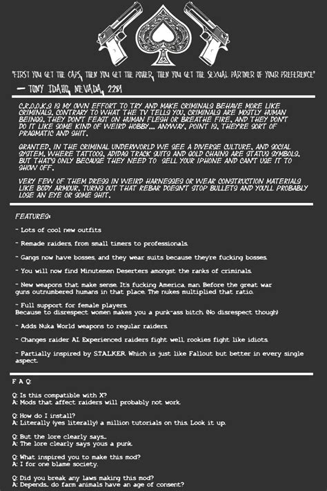Plunder C R O O K S Expansion Raider Overhaul At Fallout 4 Nexus