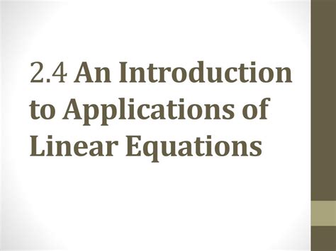 Ppt 2 4 An Introduction To Applications Of Linear Equations