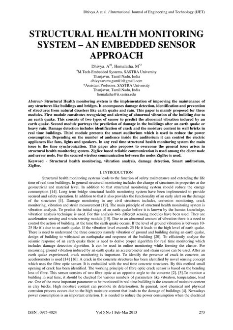 PDF Structural Health Monitoring System An Embedded Sensor Approach