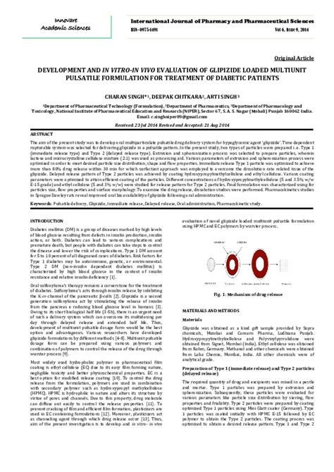 Pdf Development And In Vitro In Vivo Evaluation Of Glipizide Loaded Multiunit Pulsatile