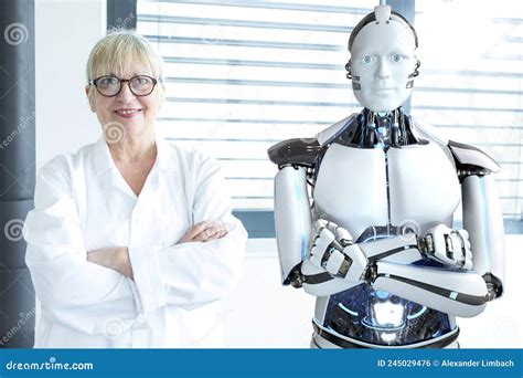 Ai Humanoid Robot Holding And Reading An Open Book Symbolizing The